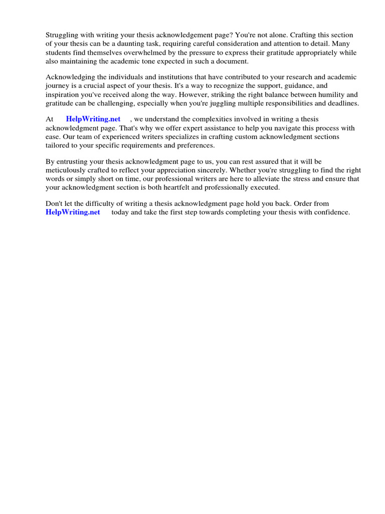 Acknowledgement Page Thesis Sample | PDF