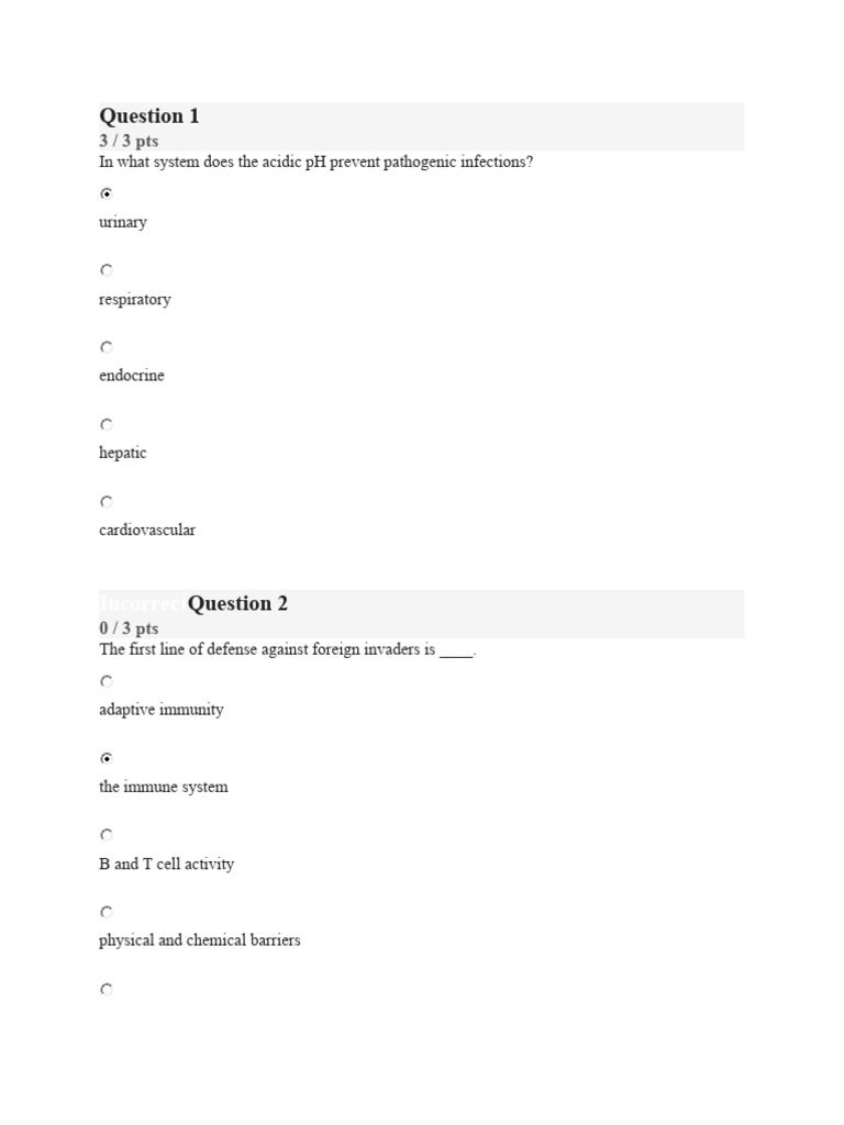 BIO 210 Quiz Immune and Respiratory Systems | PDF | Immune System | Lung