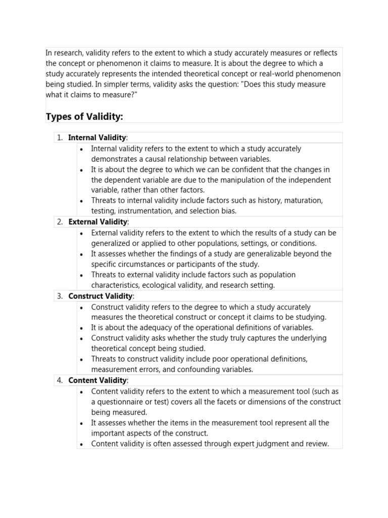 Validity in Research | PDF | Validity (Statistics) | Observation