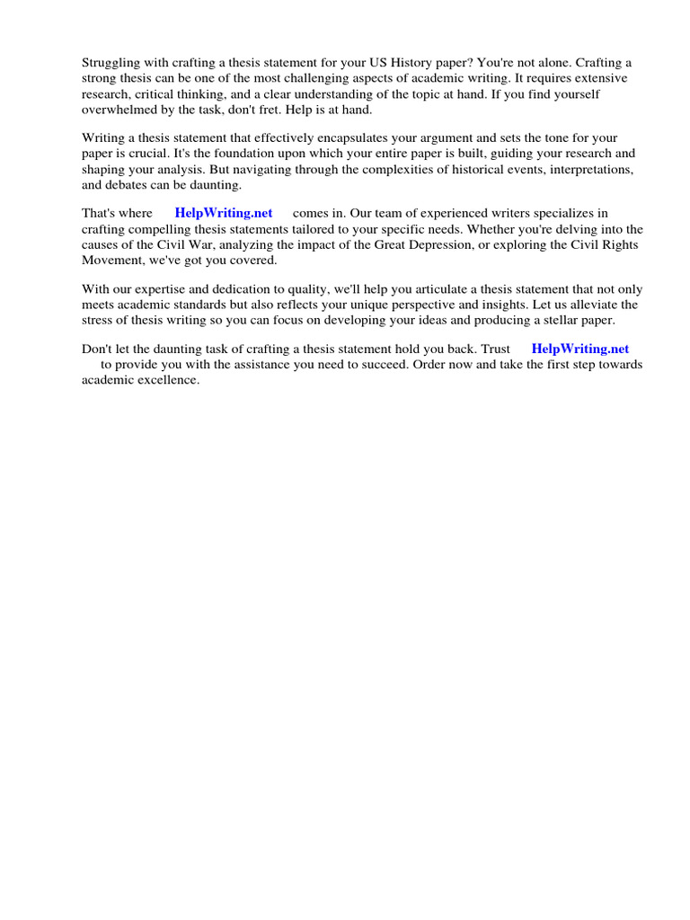 Sample Us History Thesis Statements | PDF | Essays | Thesis
