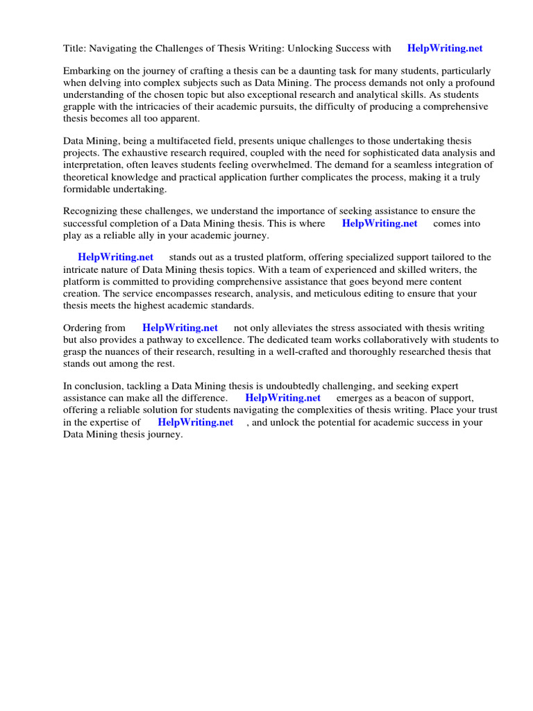 Data Mining Thesis Writing Help | PDF | Data Mining | Data