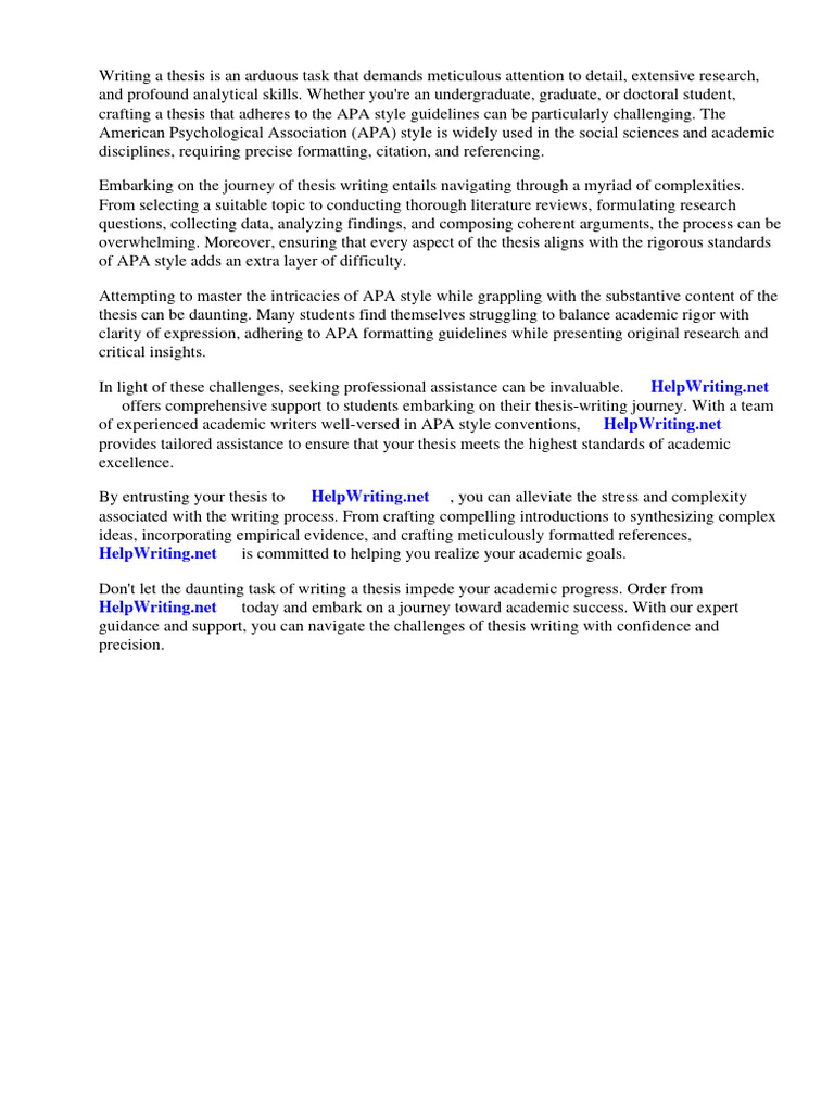 Thesis Sample Apa Style Pdf Thesis Apa Style