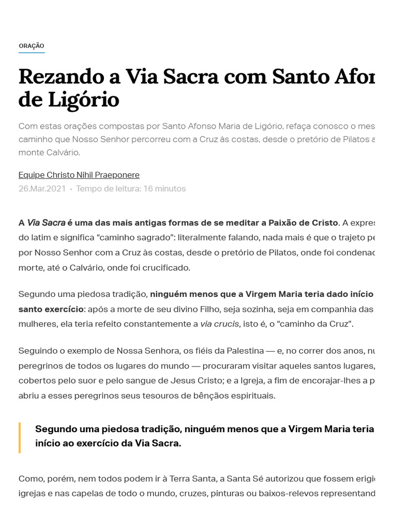 Rezando A Via Sacra Com Santo Afonso de Ligório | Download grátis PDF | A Via Crúcis | Jesus