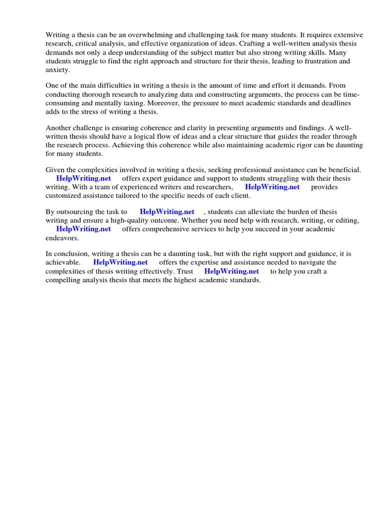 How To Write A Analysis Thesis | PDF | Essays | Thesis