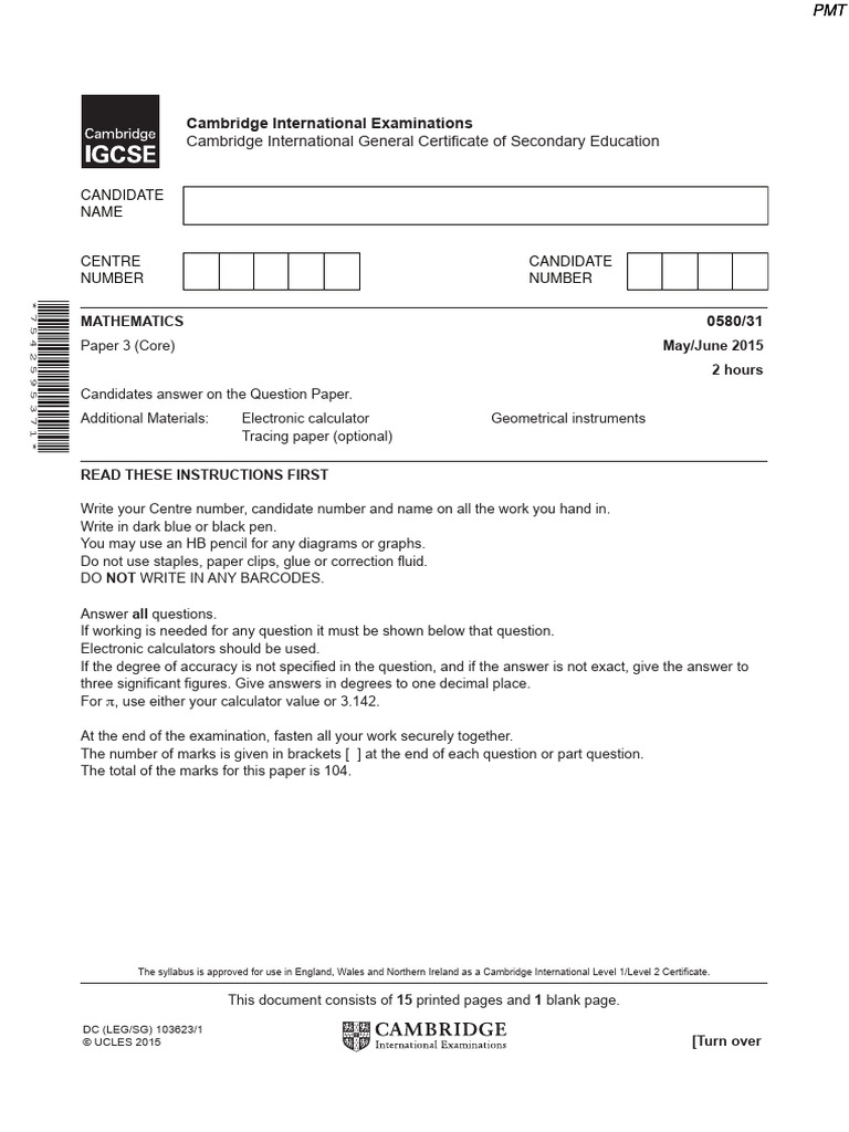 Igcse 2015-2019 | PDF | Mathematics