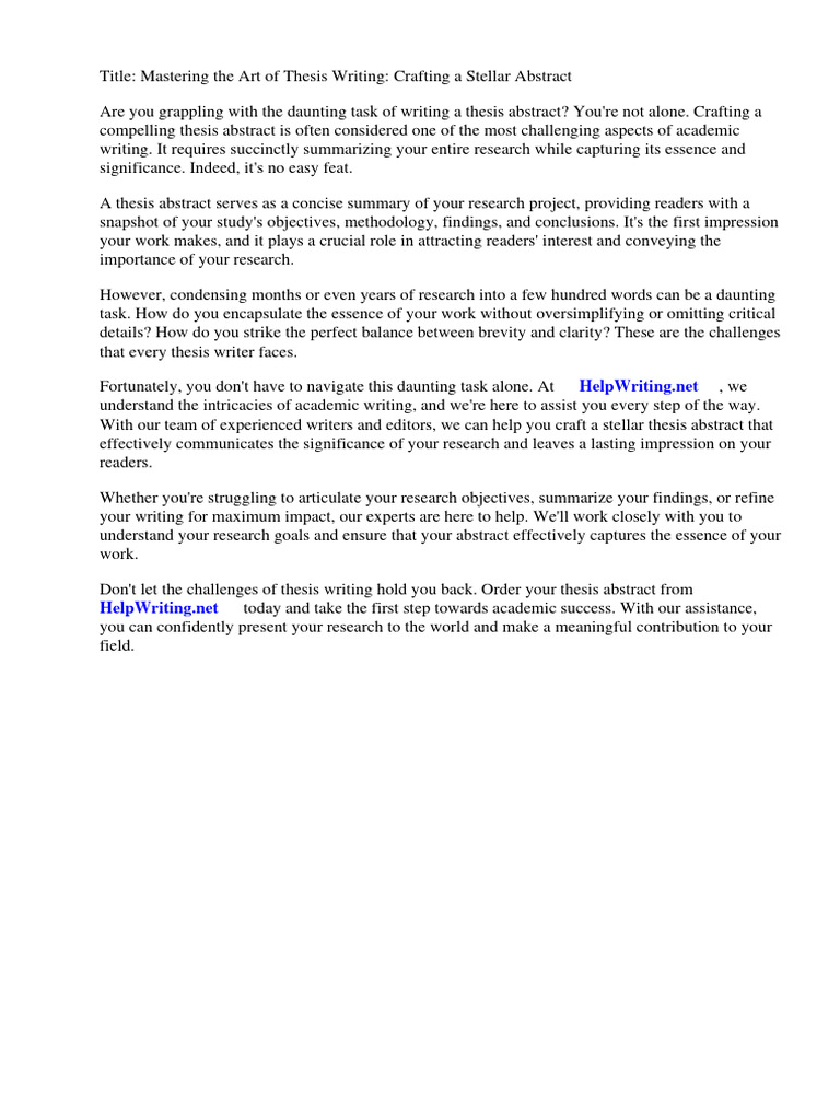 How to Write a Thesis Abstract Examples | PDF