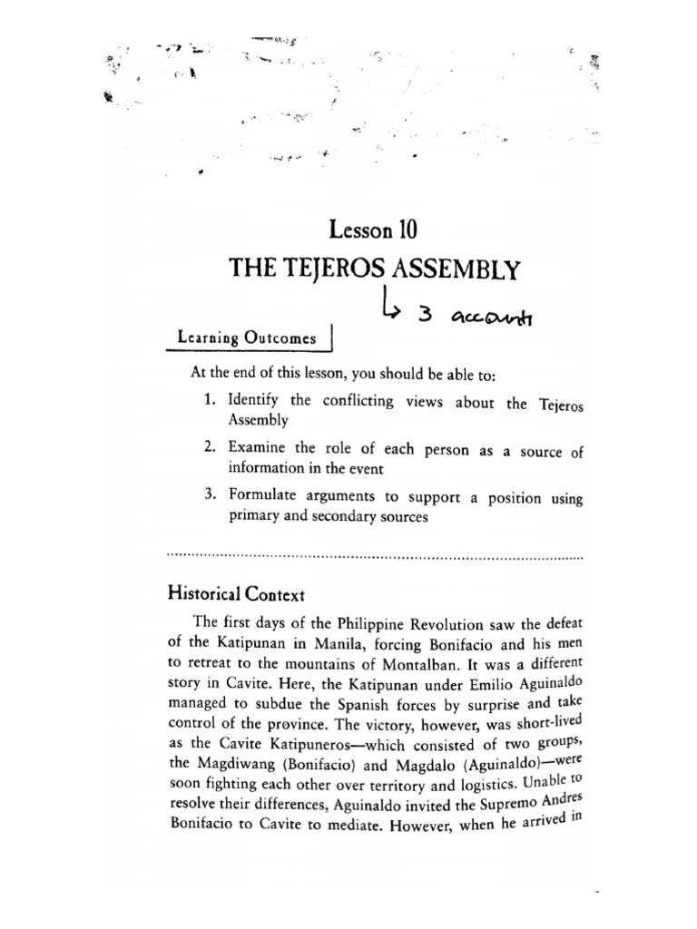 Analyzing Primary Sources (The Tejeros Assembly) | PDF