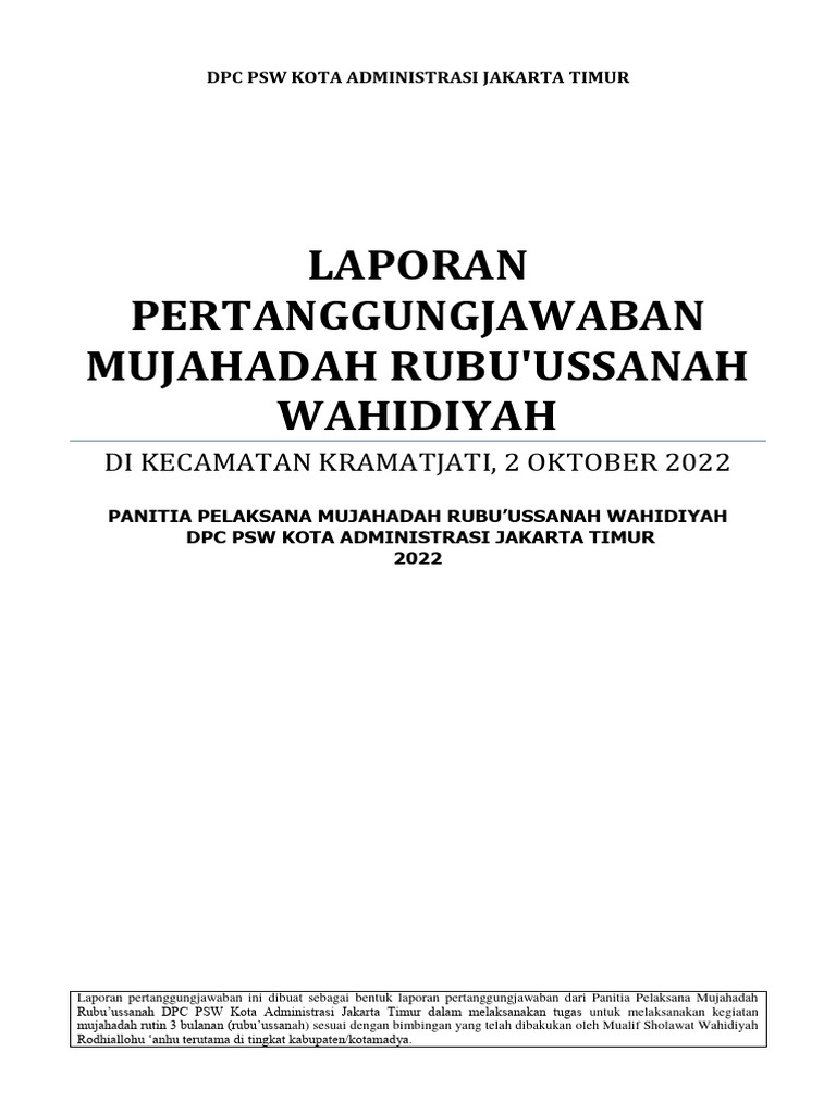 LPJ MRS Jaktim Kramatjati 2 Oktober 2022 | PDF