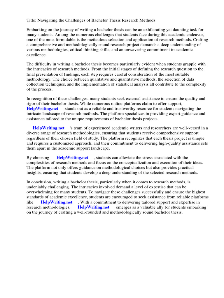 Bachelor Thesis Research Methods | PDF | Methodology | Thesis