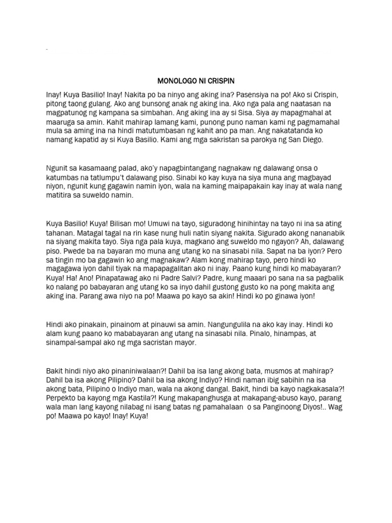 Monologo Ni Crispin | PDF
