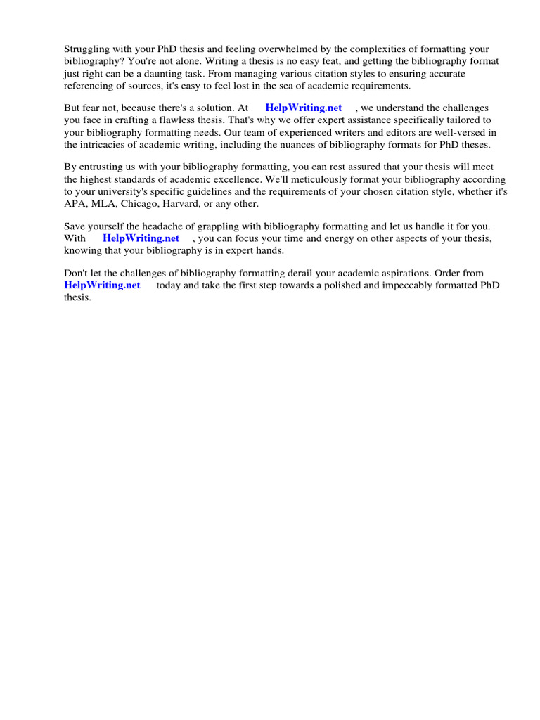Bibliography Format PHD Thesis | PDF | Citation | Apa Style