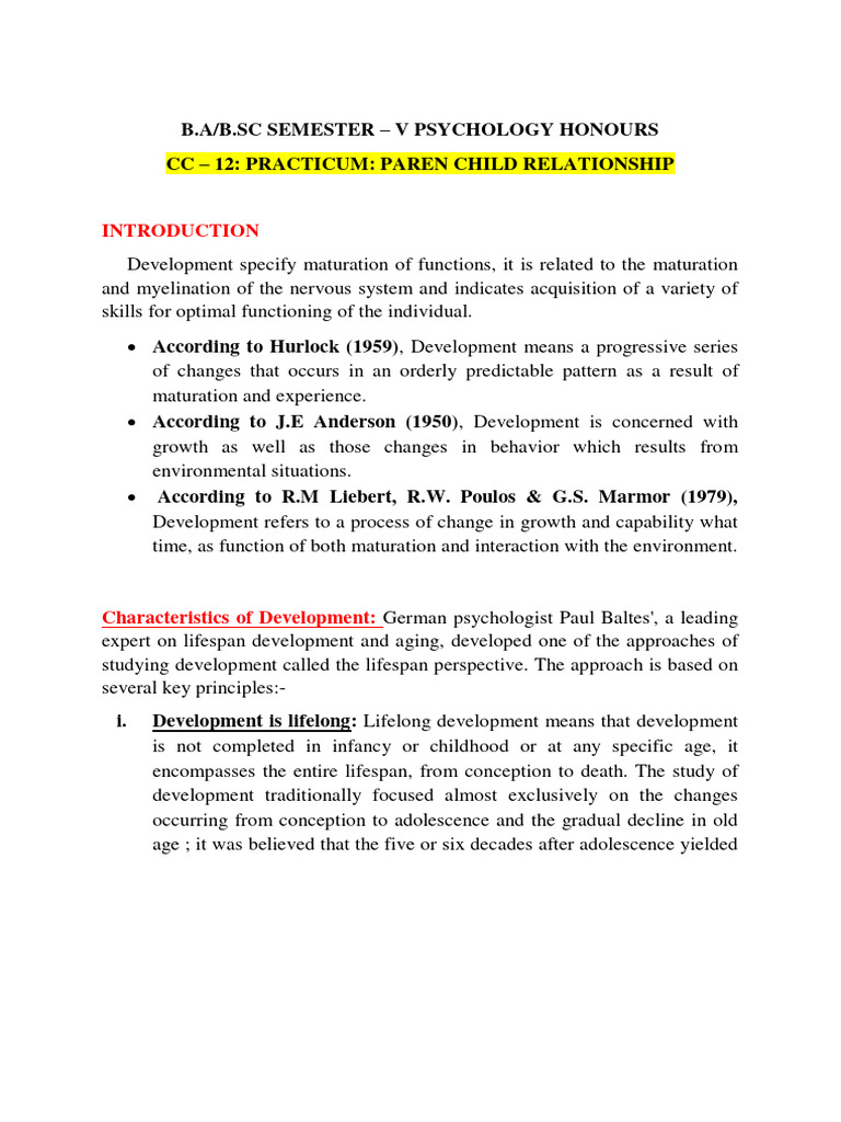 Paren Child Relationship Practical L.N.B Write Up | Download Free PDF ...