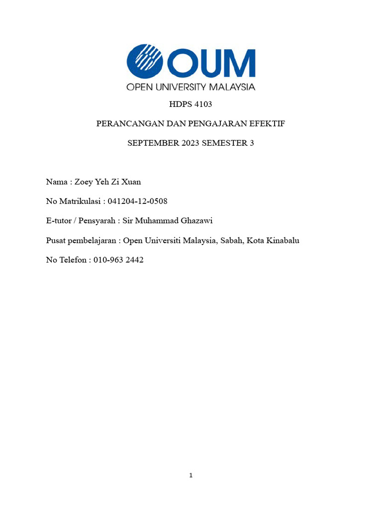 Assignment Afektif 4103 | PDF