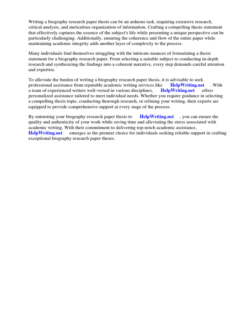 Biography Research Paper Thesis | PDF | Essays | Thesis