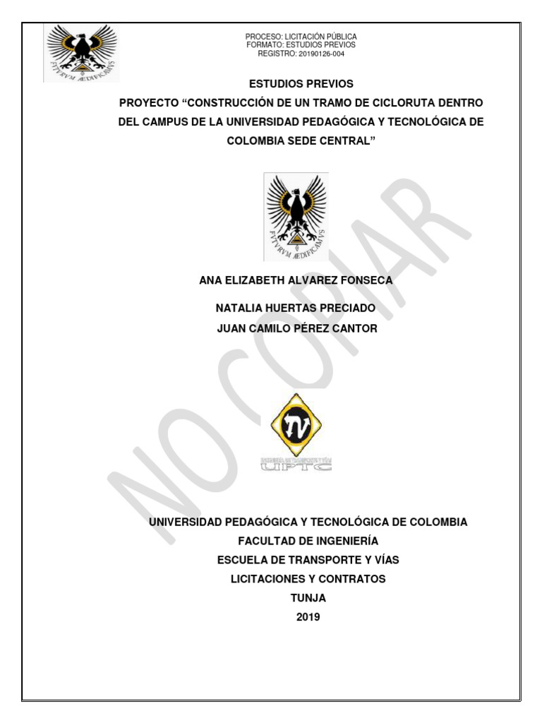 Estudios Previos Cicloruta Uptc | PDF