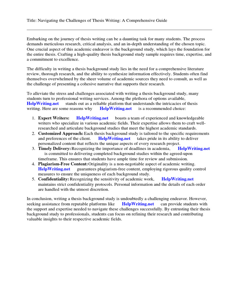 Thesis Background Study Sample | PDF | Thesis | Expert Thesis Background Study Sample | PDF | Thesis | Expert