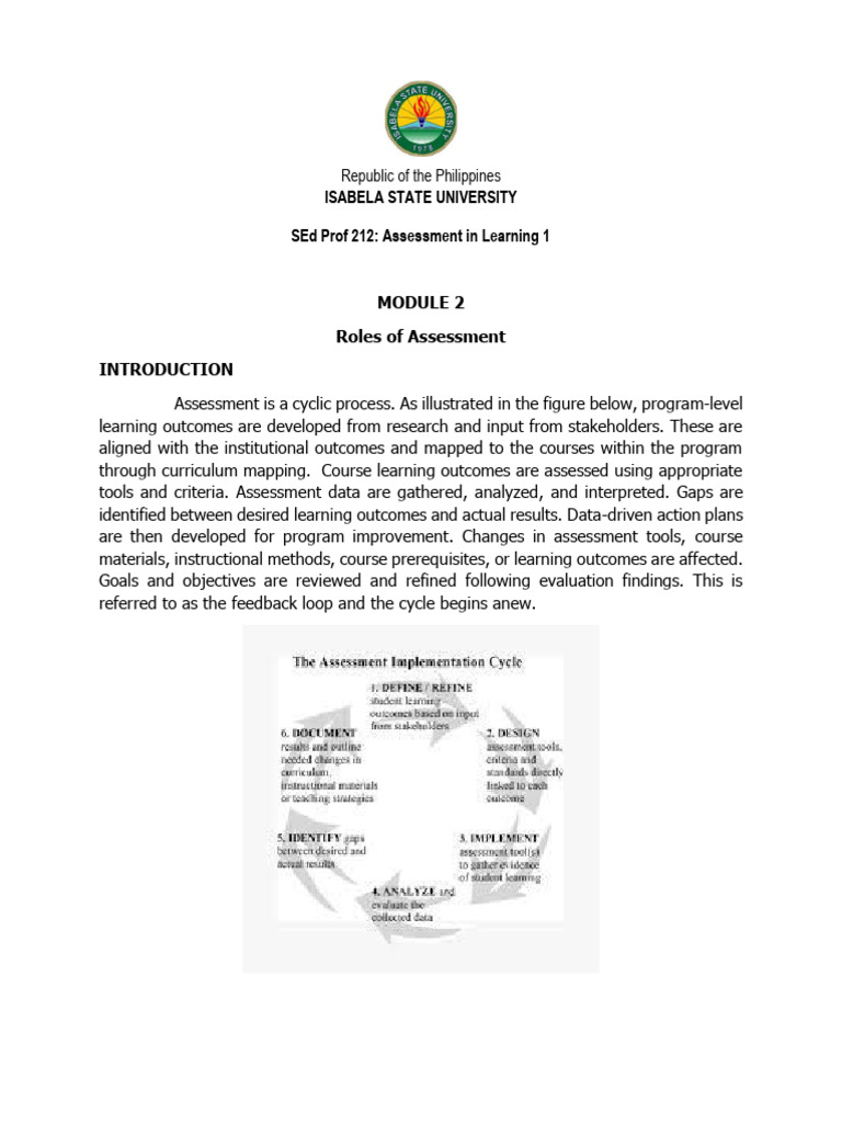 Roles of Assessment in Education | PDF | Educational Assessment | Learning