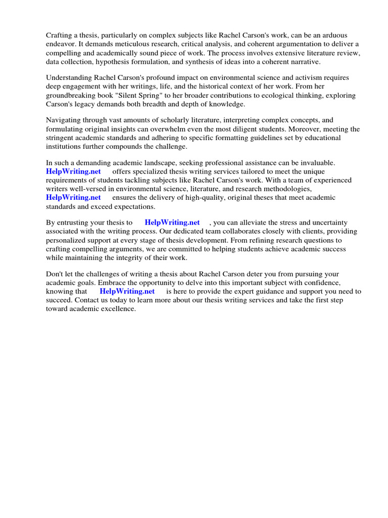 Thesis About Rachel Carson | PDF | Ddt | Environmental Movement