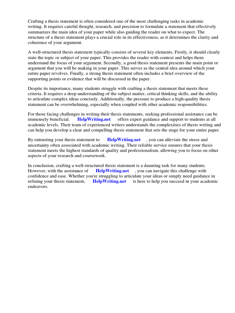 Thesis Statement Structure | PDF | Essays | Thesis