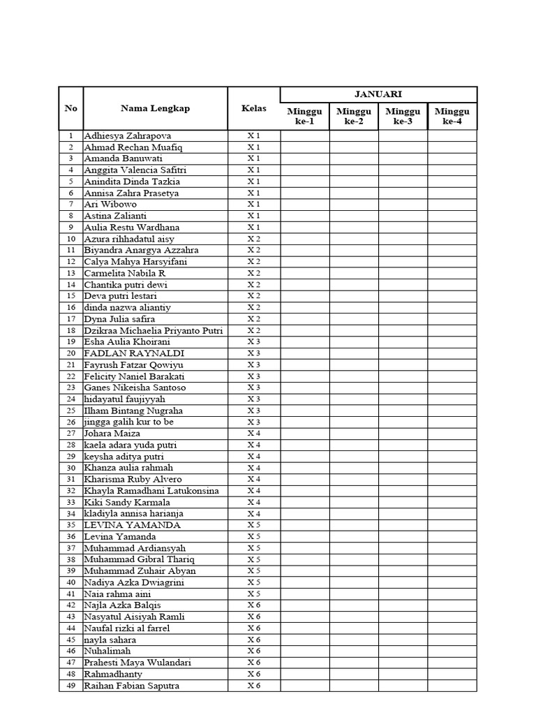 Format Baru Absensi Kehadiran Ekstrakurikuler Dan Ekstra Skill 23-24 | PDF | Agama & Spiritualitas