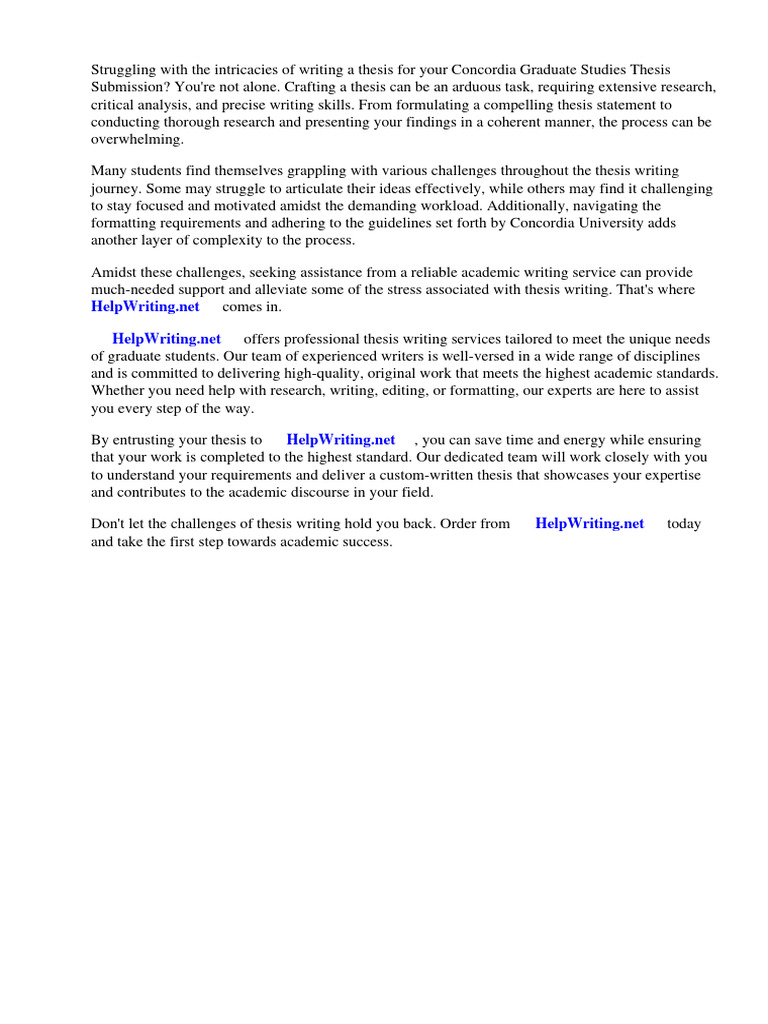 Concordia Graduate Studies Thesis Submission | PDF | Career & Growth ...
