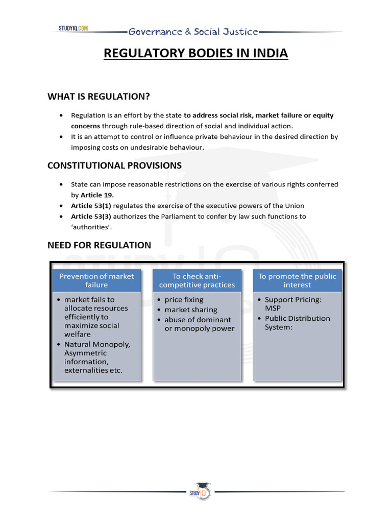 Regulatory Bodies of India | Download Free PDF | Regulatory Agency ...
