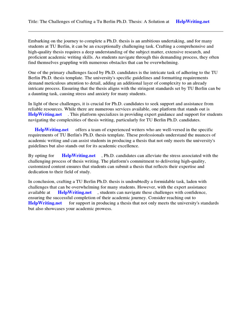 Tu Berlin PHD Thesis Template | PDF | Thesis | Computing