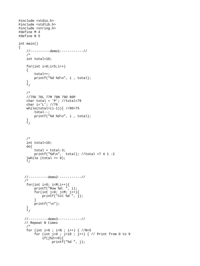 C Programming Loop Demos and Examples | PDF | Computers