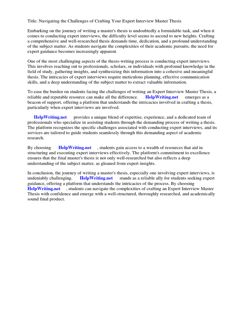 Expert Interview Master Thesis | PDF | Expert | Component Object Model