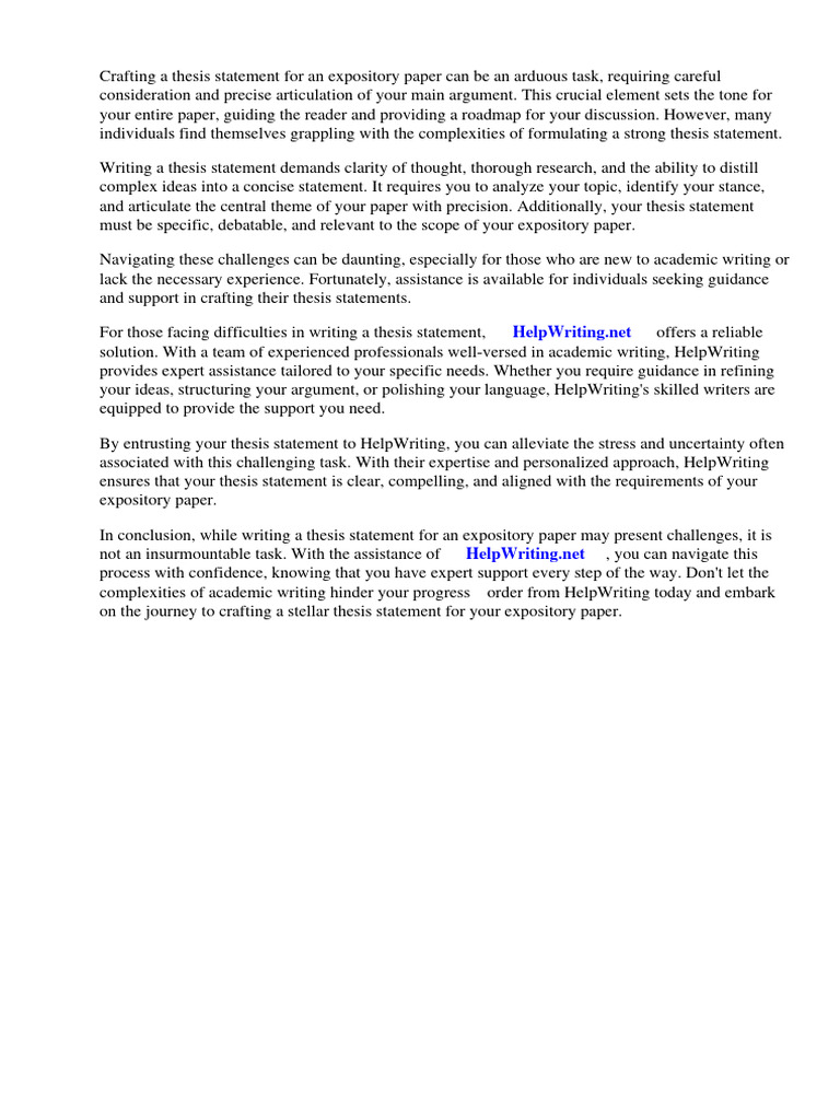 How To Write A Thesis Statement For An Expository Paper | PDF ...