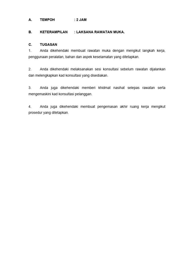 Soalan Facial Kulit Normal | PDF