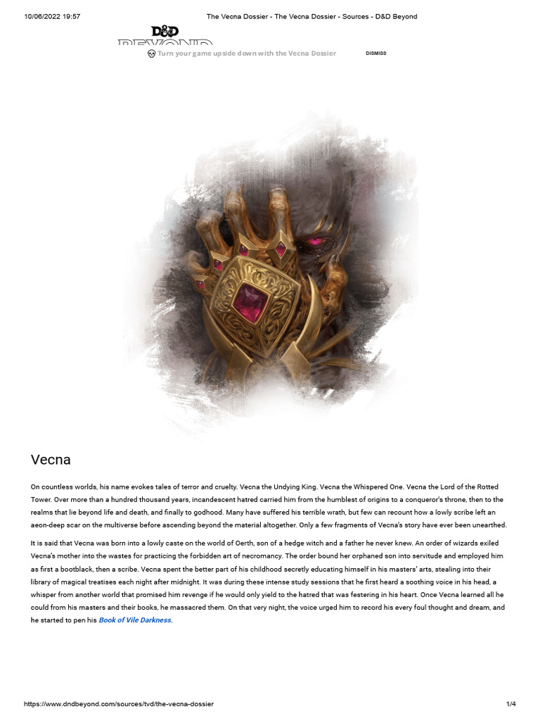 The Vecna Dossier Overview | PDF | D20 System | Gary Gygax Games