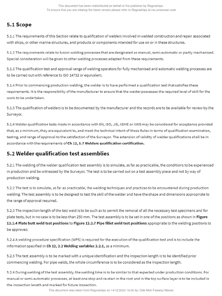 Rules For The Manufacture, Testing and Certifi - Chapter 12 Welding ...