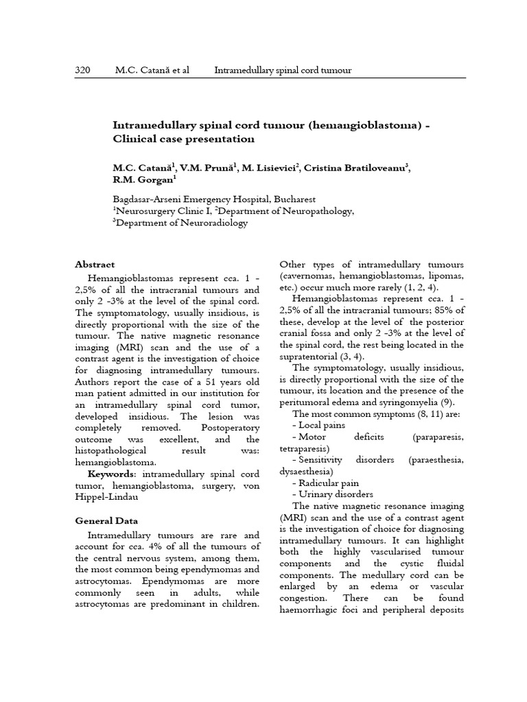 CatanaMC Intramedullary Spinal Cord Tumour | PDF
