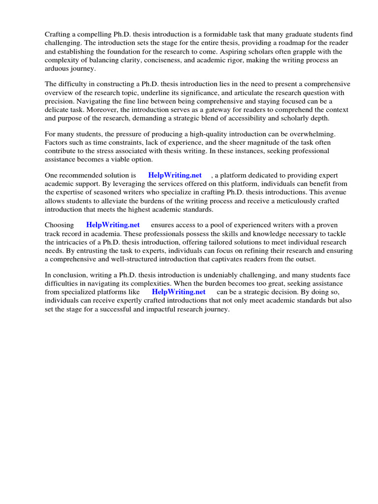 Writing Your PHD Thesis Introduction | PDF | Thesis | Qualitative Research