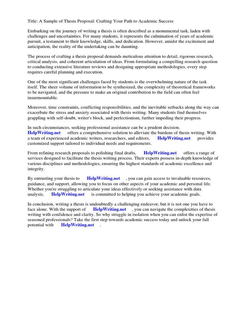 A Sample of Thesis Proposal | PDF | Thesis | Methodology