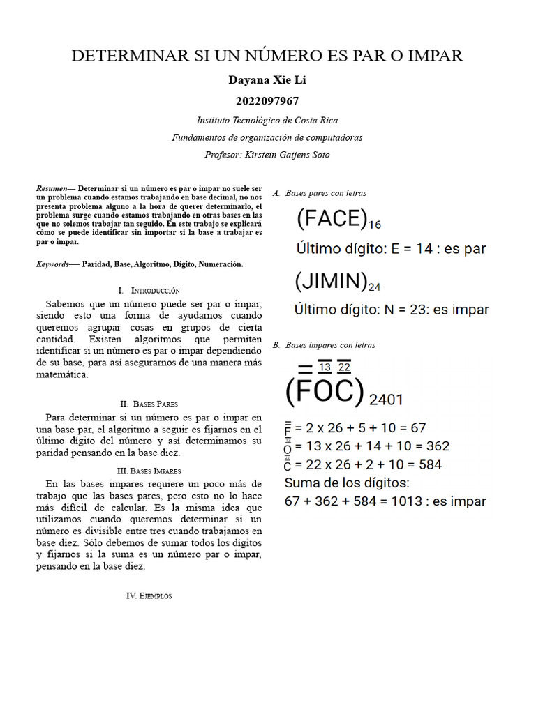 Paridad en Bases Numéricas Diversas | PDF