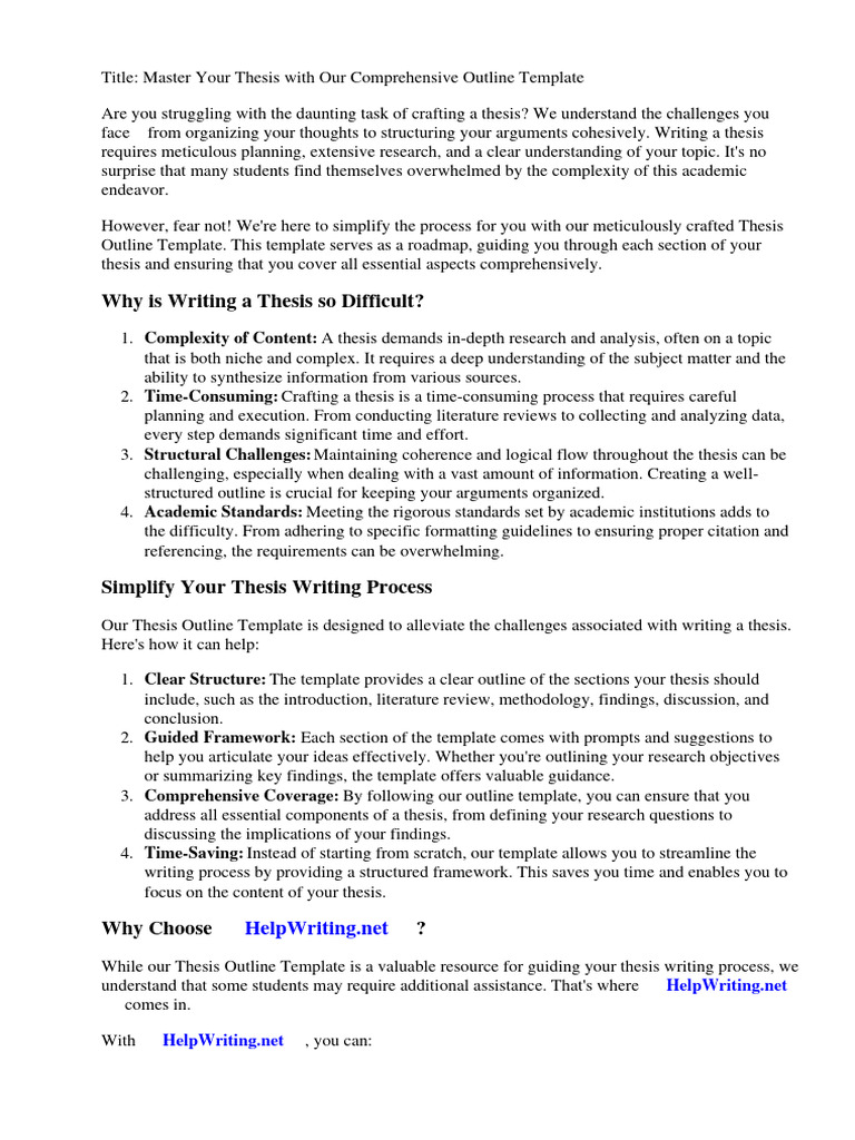 Thesis Outline Template | PDF | Thesis | Essays