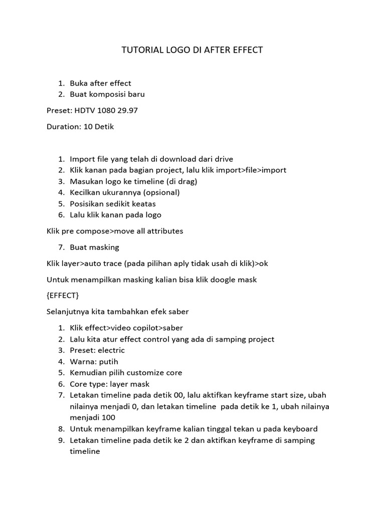 Tutorial Logo Di After Effect | PDF