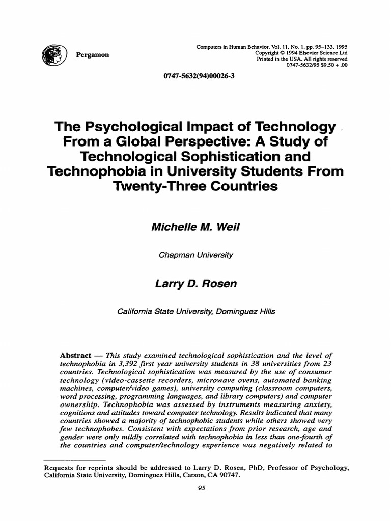 The Psychological Impact of Technology | PDF | Attitude (Psychology ...