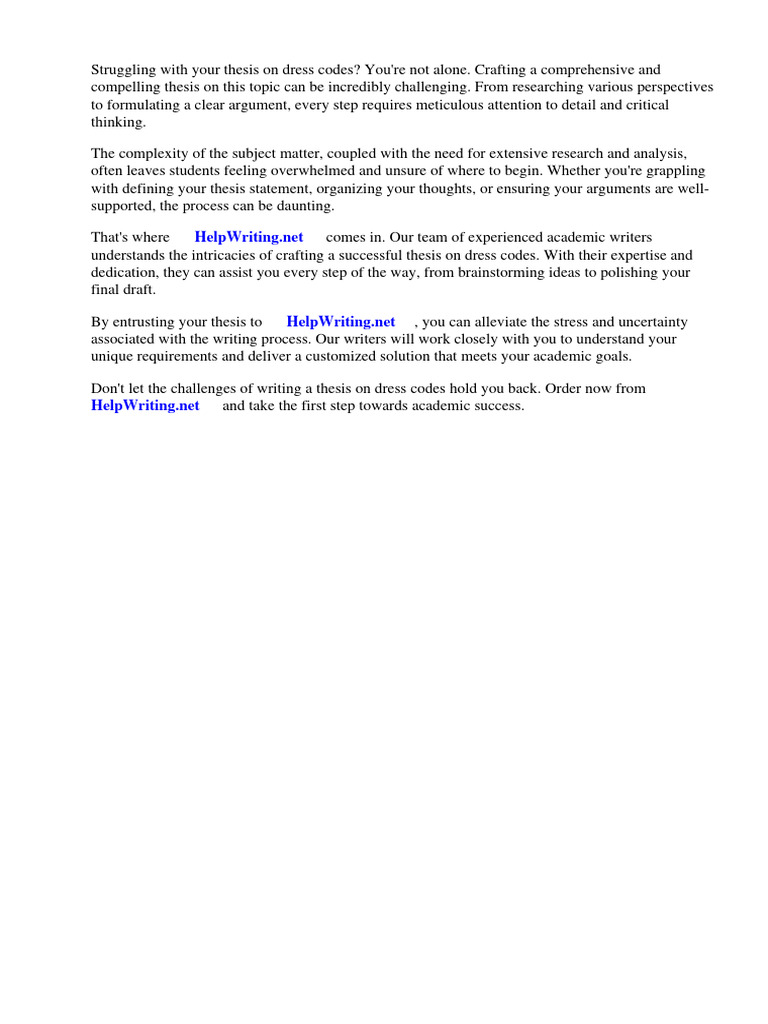 Dress Code Thesis Statement | PDF