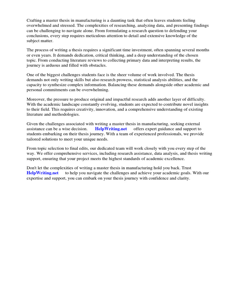 Master Thesis Manufacturing | PDF | Thesis | Methodology