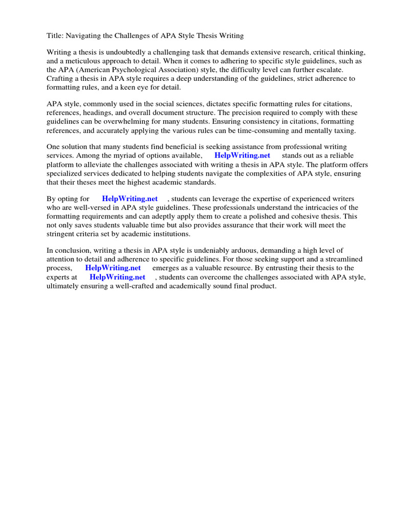 Apa Style of Thesis Writing | PDF | Apa Style | Thesis