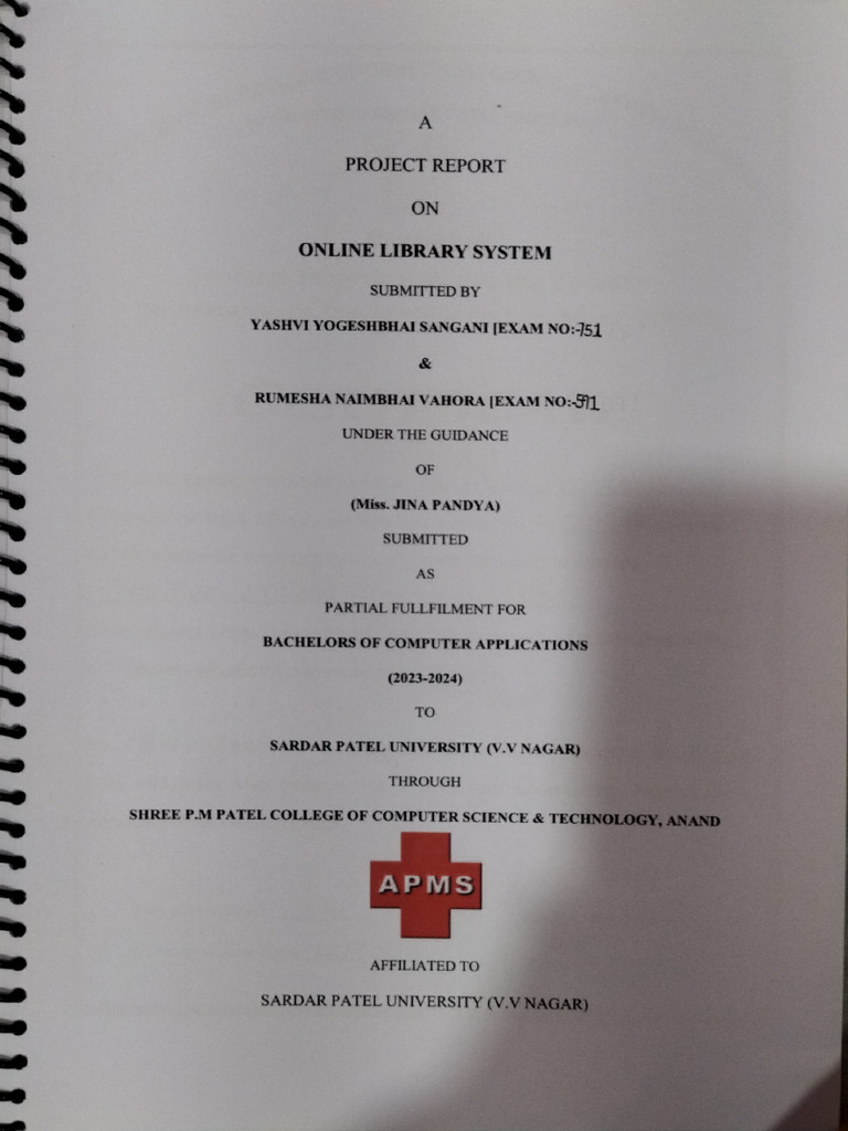 A Project Report (Online Library System) Nov 2023 | PDF