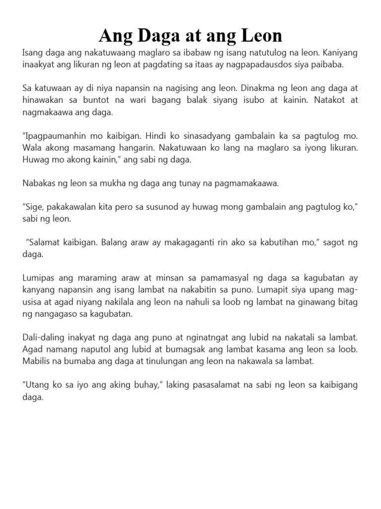 Ang Daga at Ang Leon | PDF