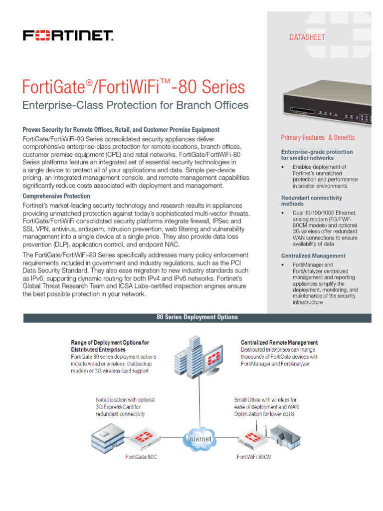 2012 07 FortiGate 80CM | PDF | Transport Layer Security | Computer Network