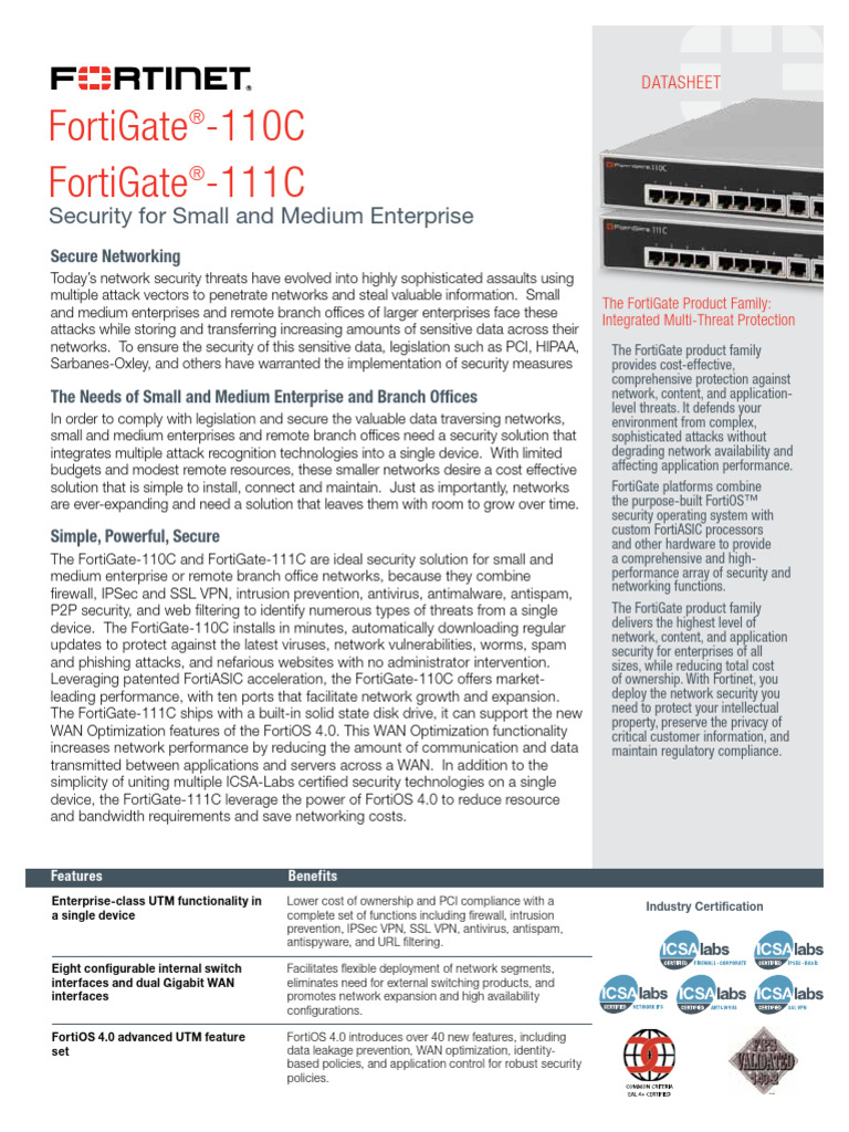 2012-07 FortiGate-110C | PDF | Computer Network | Security