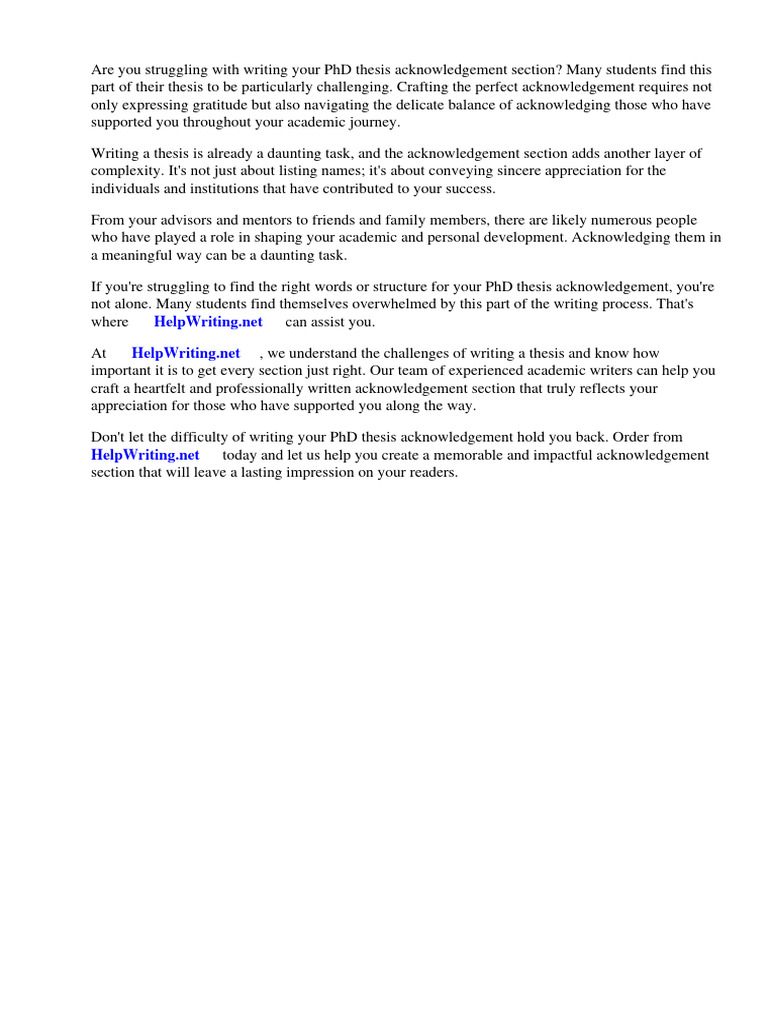 How To Write PHD Thesis Acknowledgement | PDF | Thesis
