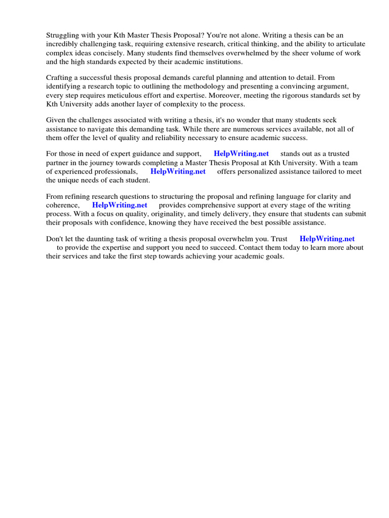 KTH Master Thesis Proposal | PDF