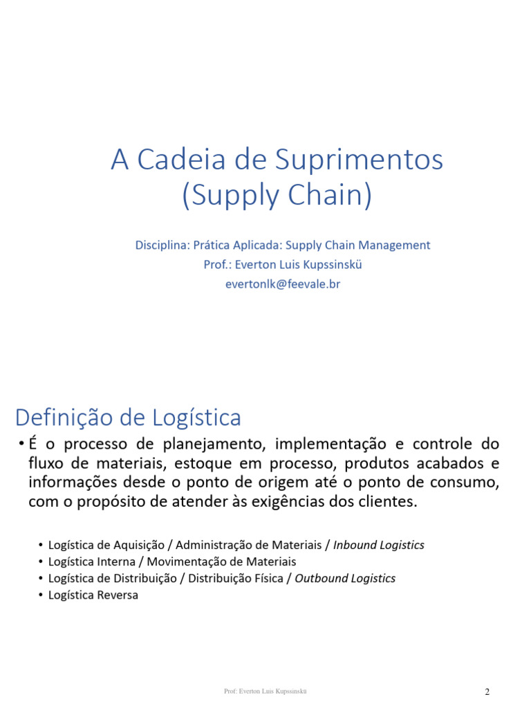 Entendendo a Cadeia de Suprimentos | PDF | Cadeia de suprimentos | Logística